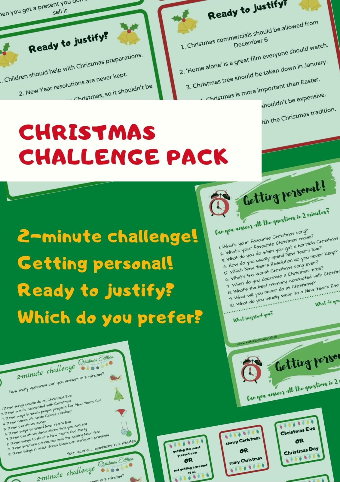 Christmas Challenge Pack! - Teaching Bits