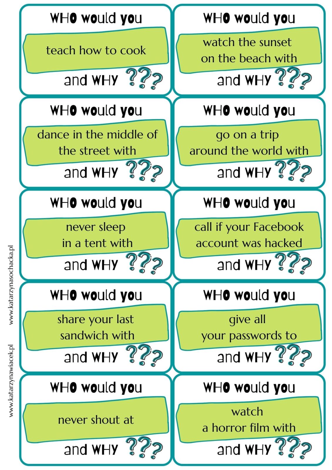 Who would you ...and WHY? Speaking Bits - Teaching Bits